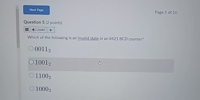 Solved Page 5 ﻿of 10Question 5 (2 ﻿points)ListenWhich of the | Chegg.com
