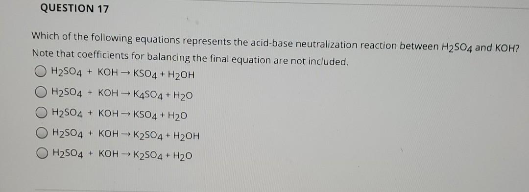 Solved QUESTION 17 Which of the following equations | Chegg.com