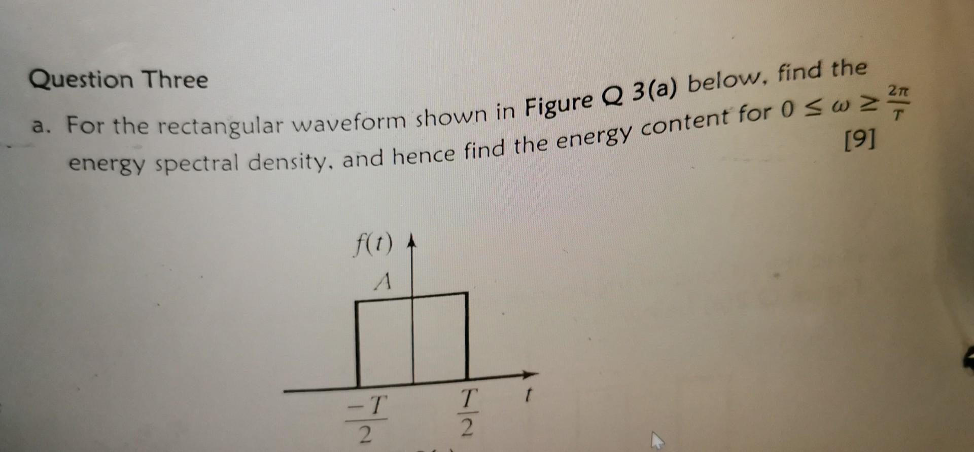 Solved Question Three 2T T a. For the rectangular waveform | Chegg.com