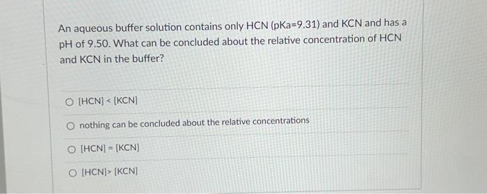 Solved An aqueous buffer solution contains only | Chegg.com