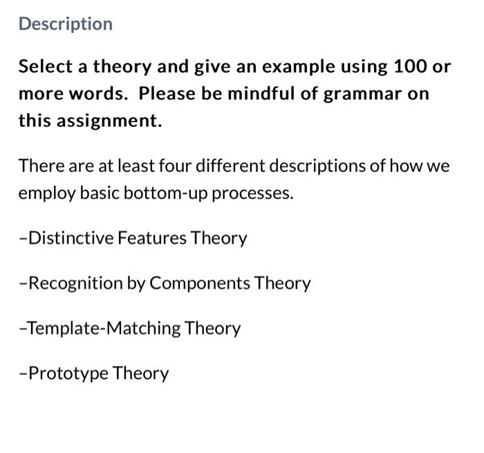 Solved Select a theory and give an example using 100 or more | Chegg.com