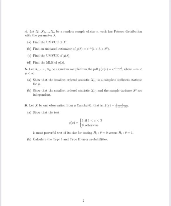 Solved with the parameter λ. (a) Find the UMVUE of λ2. (b) | Chegg.com