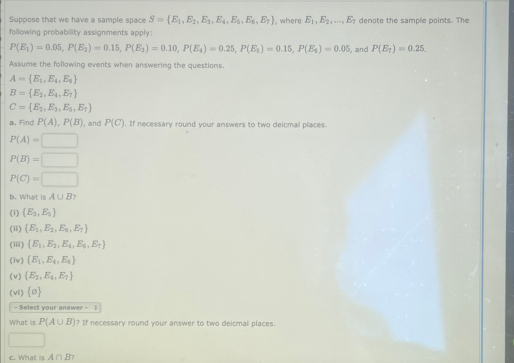 Solved Suppose that we have a sample space | Chegg.com