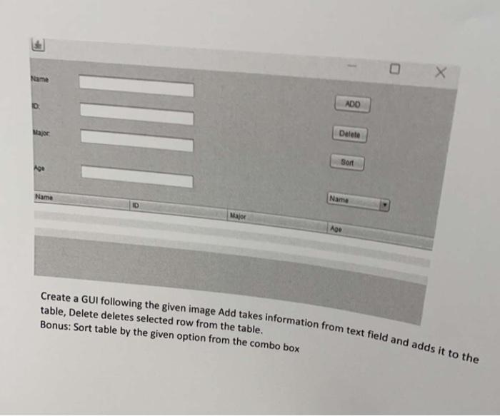 Solved Create a GUI following the given image Add takes | Chegg.com
