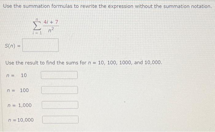 Solved Use the summation formulas to rewrite the expression | Chegg.com