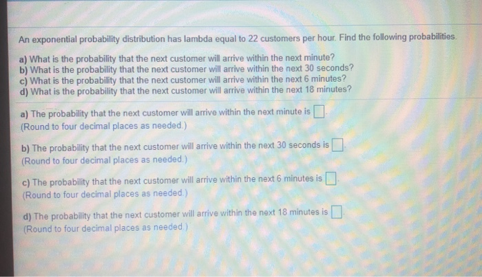 Solved An exponential probability distribution has lambda | Chegg.com