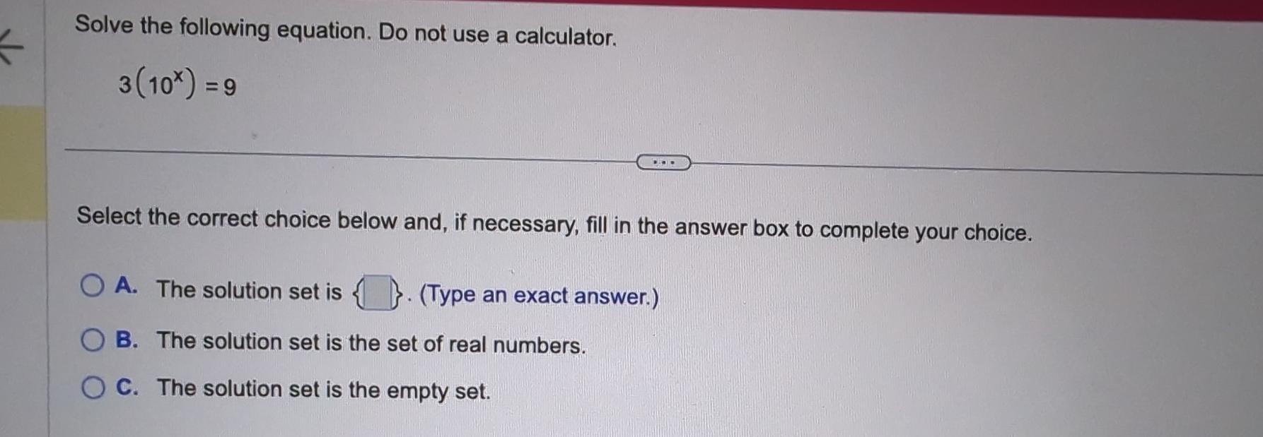 Solved Solve the following equation. Do not use a | Chegg.com