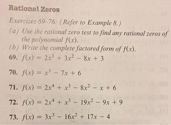 Solved Rational Zeros Exercises 69–76: (Refer to Example 8.) | Chegg.com