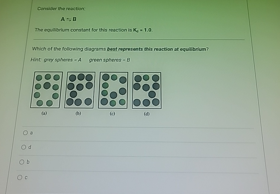Solved Consider the reaction:A⇋BThe equilibrium constant for | Chegg.com