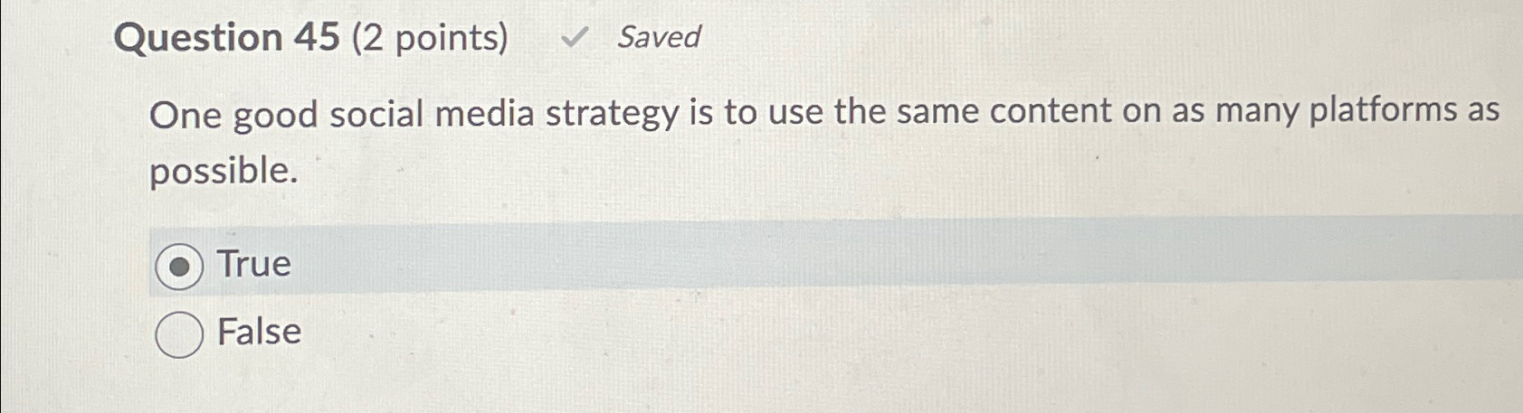 Solved Question 45 (2 ﻿points) ﻿SavedOne good social media | Chegg.com
