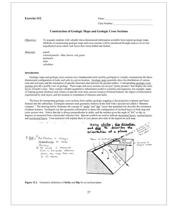 Solved Procedure (Part 2). Construction of Geologic Cross | Chegg.com