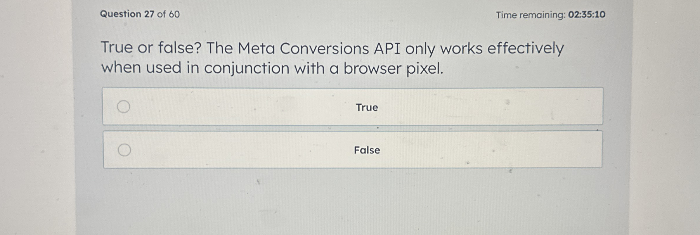 Solved Question 27 ﻿of 60Time remaining: 02:35:10True or | Chegg.com