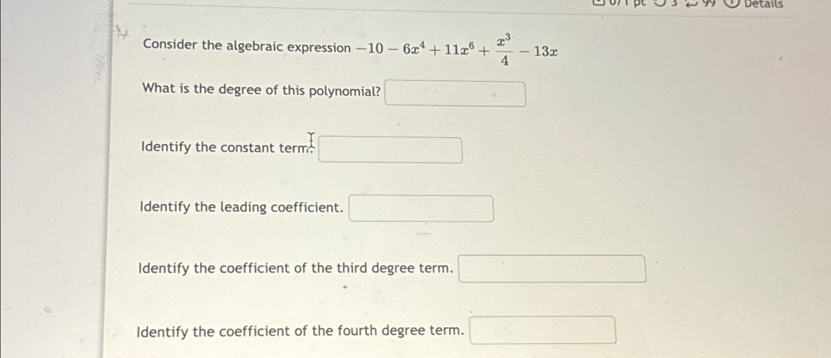 Consider the algebraic expression | Chegg.com