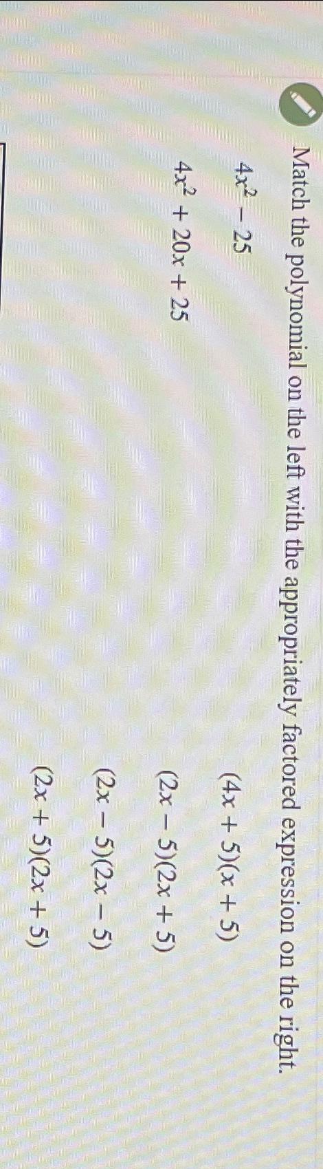 Solved Match the polynomial on the left with the | Chegg.com
