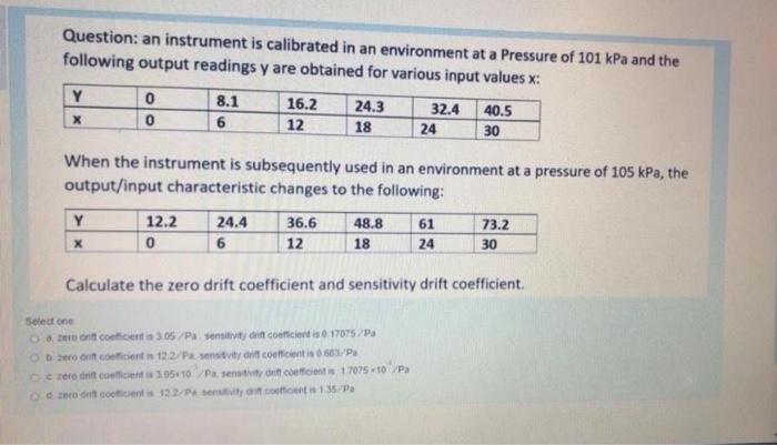 Solved Question: an instrument is calibrated in an | Chegg.com