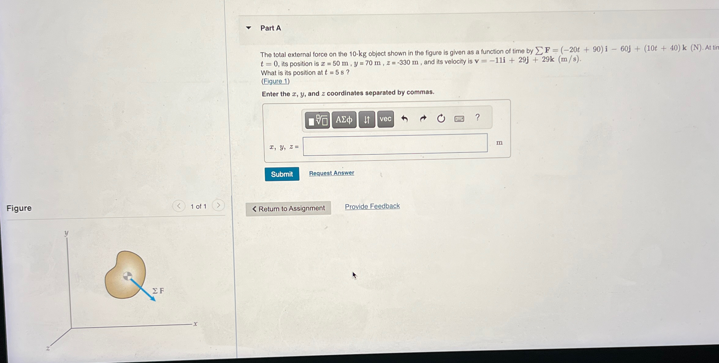 Solved Part AThe total external force on the 10-kg ﻿object | Chegg.com