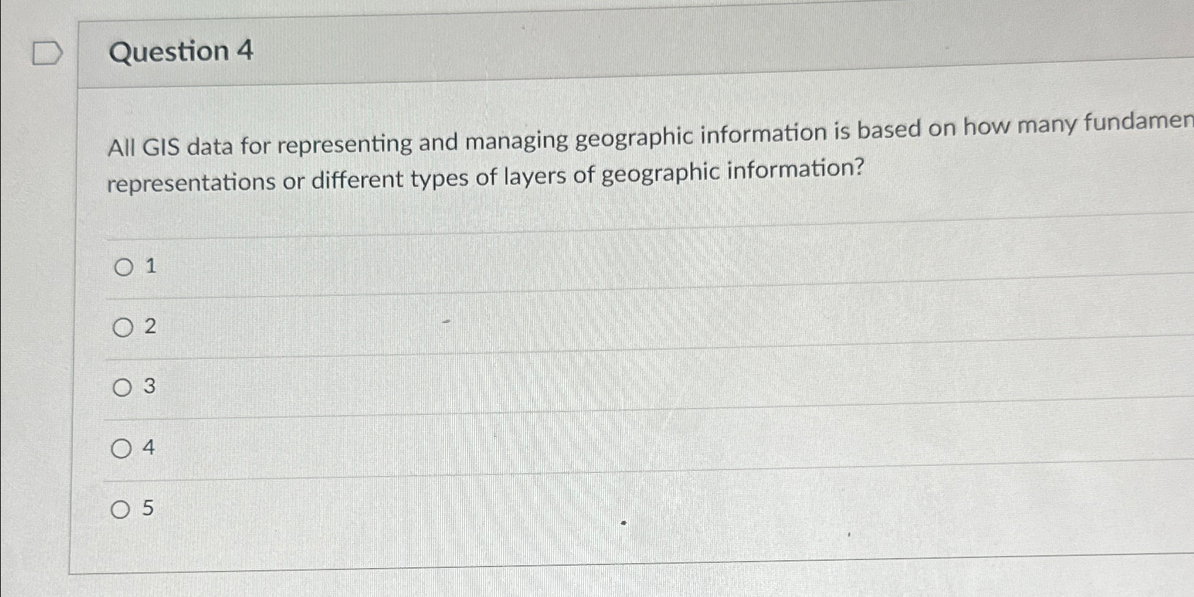 Solved Question 4All GIS data for representing and managing | Chegg.com