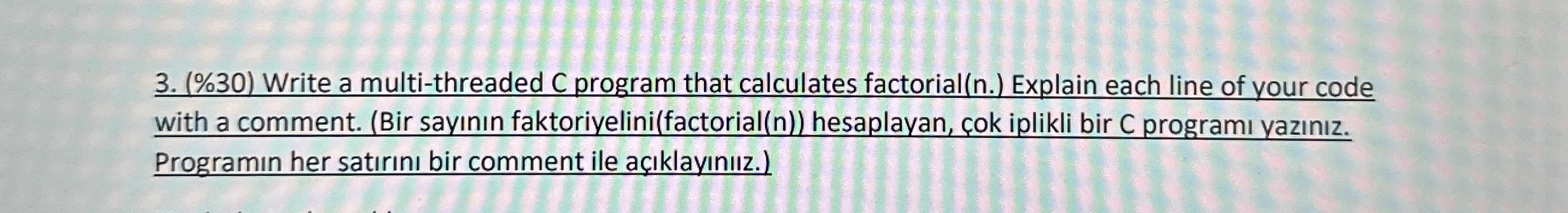 (%30) ﻿Write a multi-threaded C program that | Chegg.com