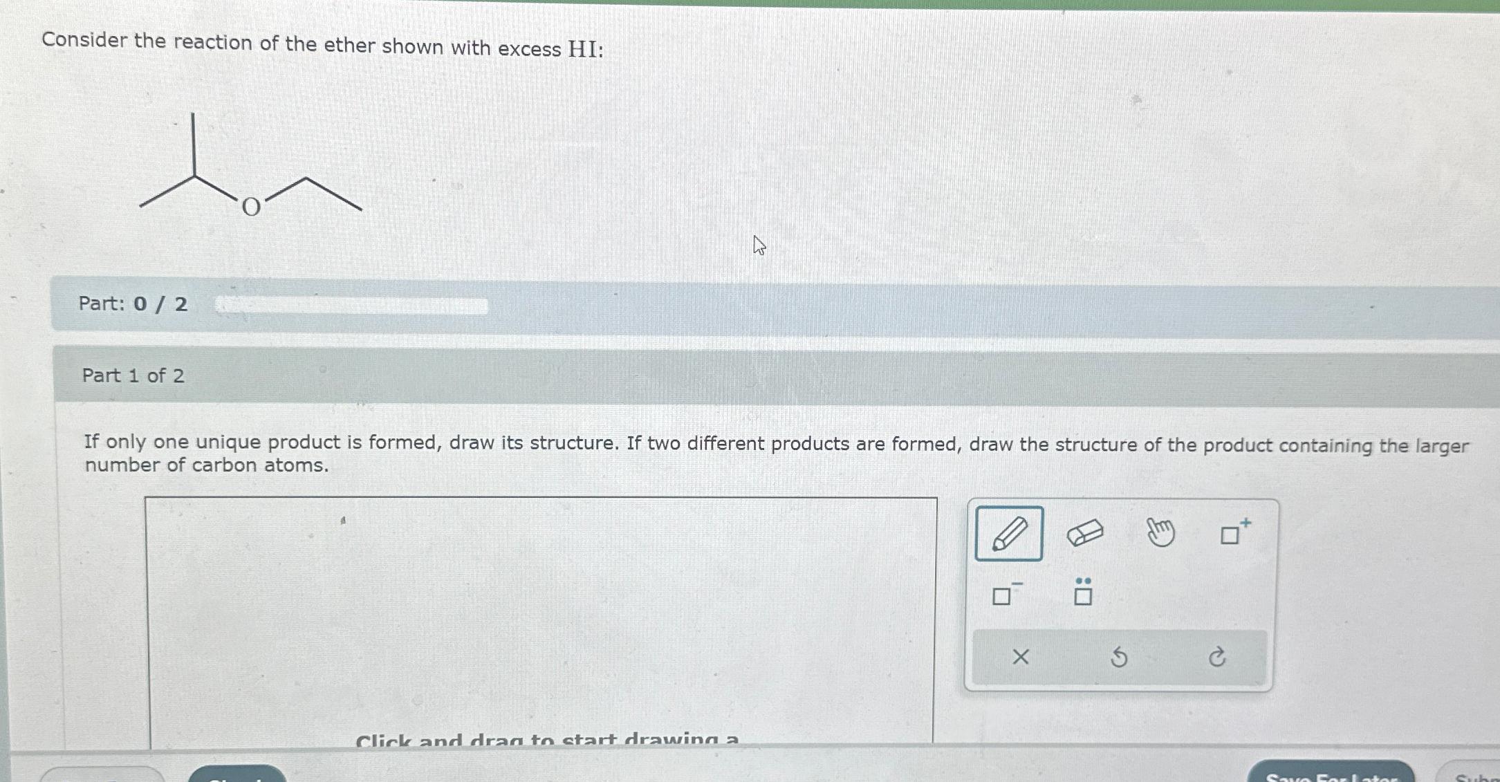 Solved Consider the reaction of the ether shown with excess | Chegg.com