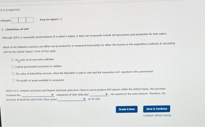 Solved Although GDP is a reasonably good measure of a | Chegg.com