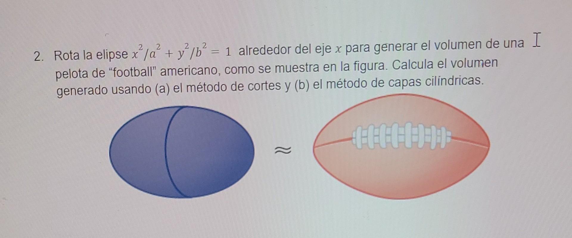 Solved Rotate the ellipse x^2/a^2 + y^2/b^2 = 1 around the x | Chegg.com