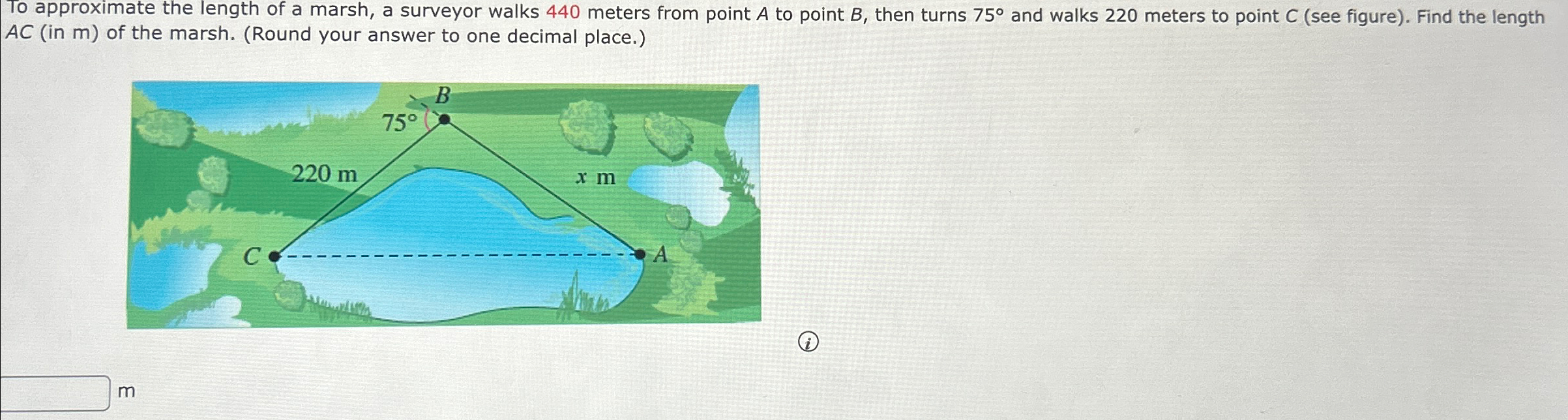 Solved To approximate the length of a marsh, a surveyor | Chegg.com