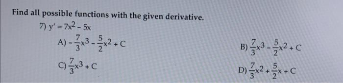 Solved Find all possible functions with the given | Chegg.com