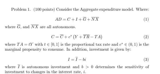 Solved Problem 1. (100 points) Consider the Aggregate | Chegg.com