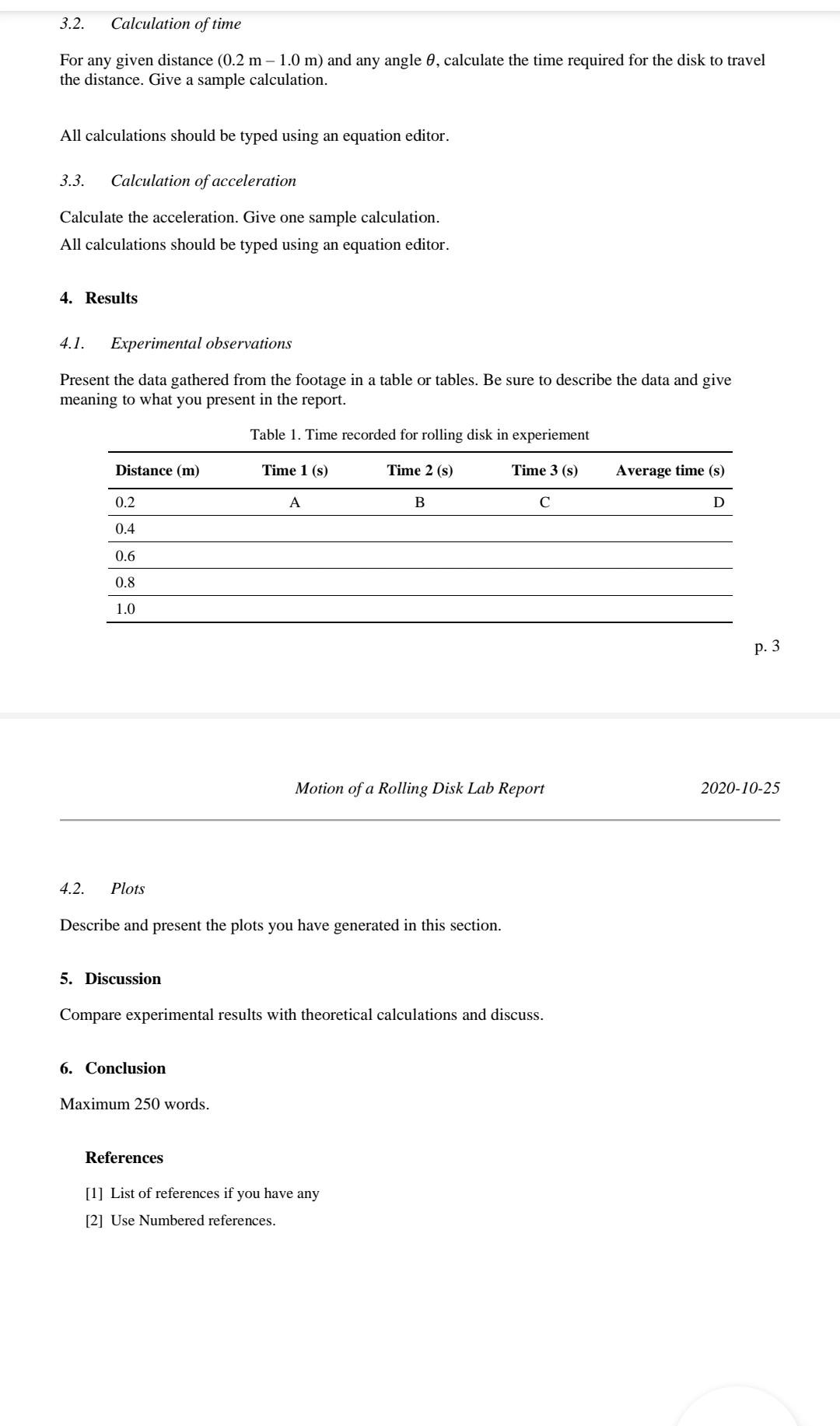ENGG1300 Motion of a Rolling Disk Student Name, | Chegg.com