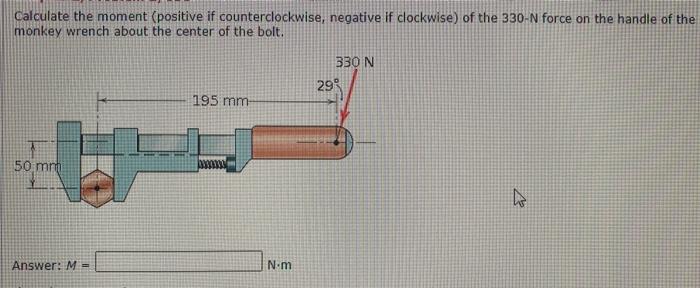 Solved Calculate the moment (positive if counterclockwise, | Chegg.com