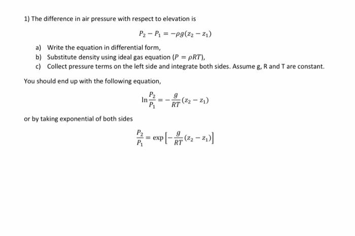Solved 1) The difference in air pressure with respect to | Chegg.com