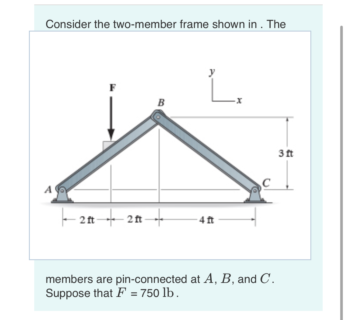 Consider the two-member frame shown in . ﻿Themembers | Chegg.com