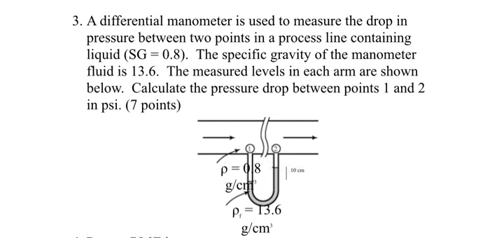 Solved 3. A differential manometer is used to measure the | Chegg.com