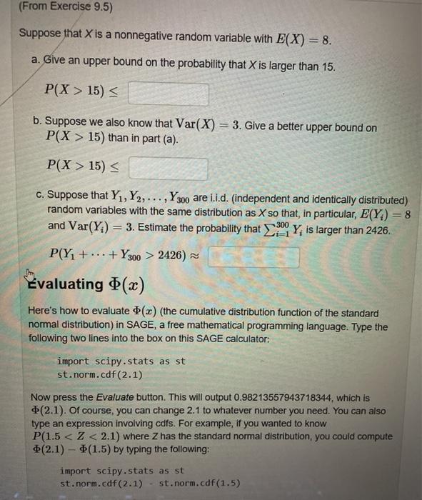 Solved (From Exercise 9.5) Suppose that X is a nonnegative | Chegg.com