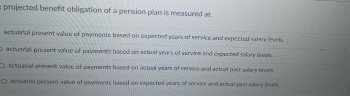Solved projected benefit obligation of a pension plan is | Chegg.com