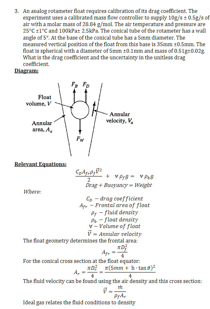 Solved An analog rotameter float requires calibration of its | Chegg.com