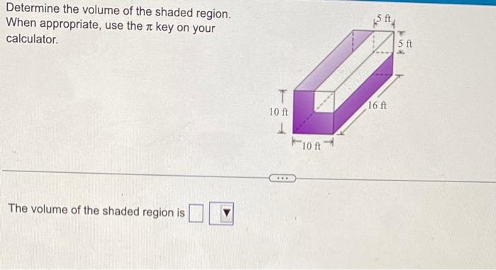 Solved Determine the volume of the shaded region. When | Chegg.com
