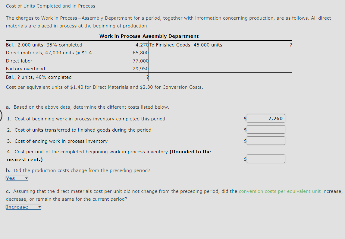 Solved Cost of Units Completed and in ProcessThe charges to | Chegg.com