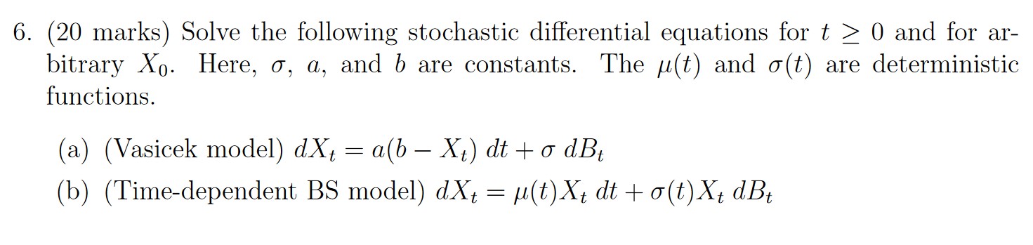 Solved by an EXPERT (20 ﻿marks) ﻿Solve the following stochastic | Chegg.com