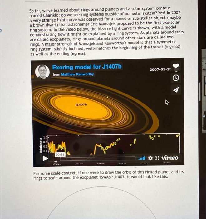 Solved So far, we've learned about rings around planets and | Chegg.com