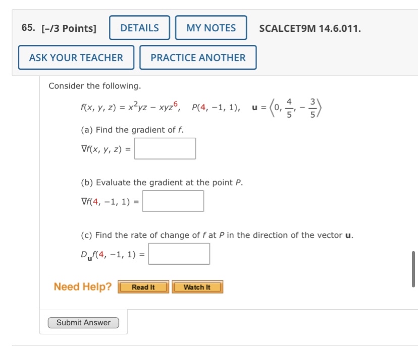 Solved [-/3 ﻿Points]SCALCET9M 14.6.011.Consider the | Chegg.com