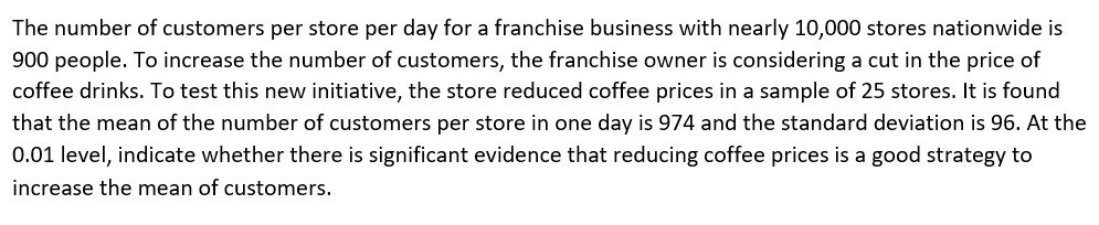 Solved The number of customers per store per day for a | Chegg.com