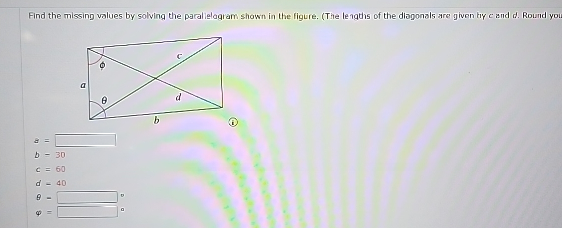 Solved Find the missing values by solving the parallelogram | Chegg.com
