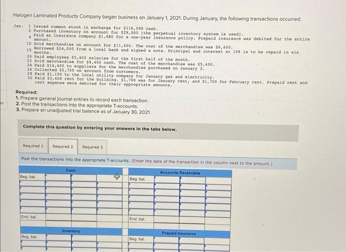 Solved Halogen Laminated Products Company began business on | Chegg.com