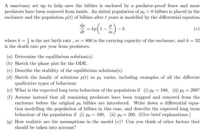 Solved A sanctuary set up to help save the bilbies is | Chegg.com