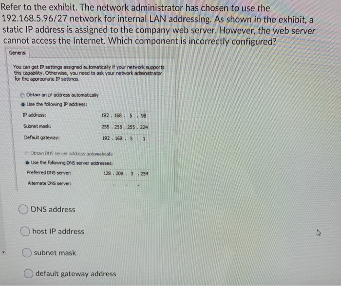 Solved Refer To The Exhibit The Network Administrator Has