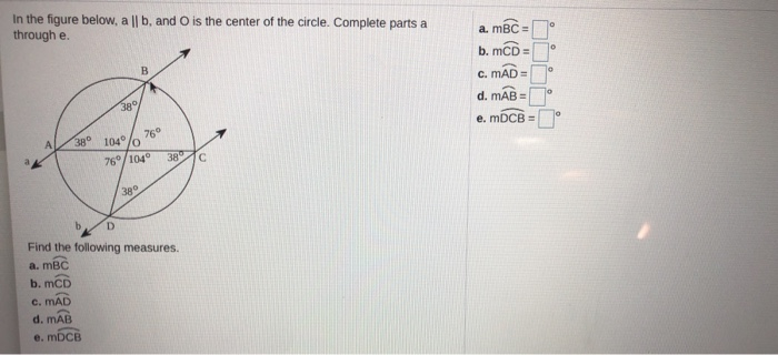 Solved In the figure below, a || b, and O is the center of | Chegg.com