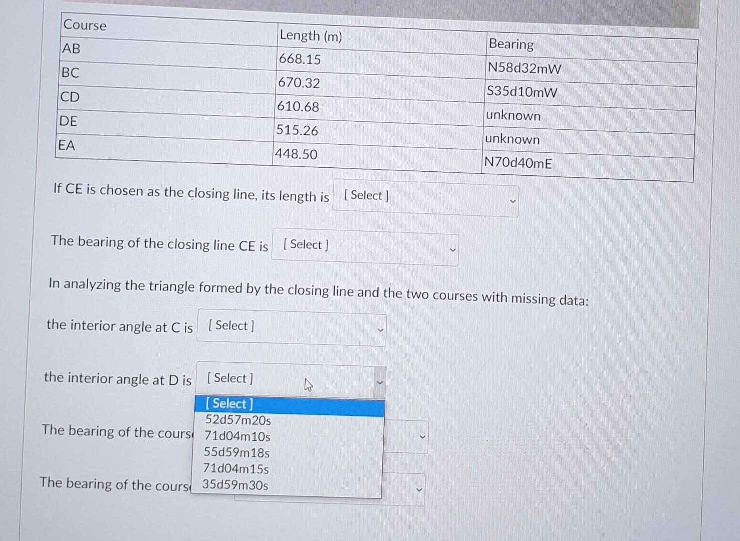 Solved Given the following sketch and tabulated data: B | Chegg.com