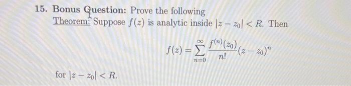 Solved 15. Bonus Guestion: Prove the following Theorem: | Chegg.com