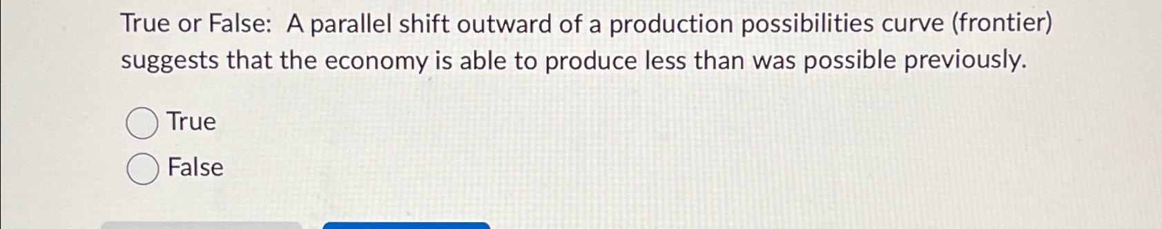 Solved True or False: A parallel shift outward of a | Chegg.com